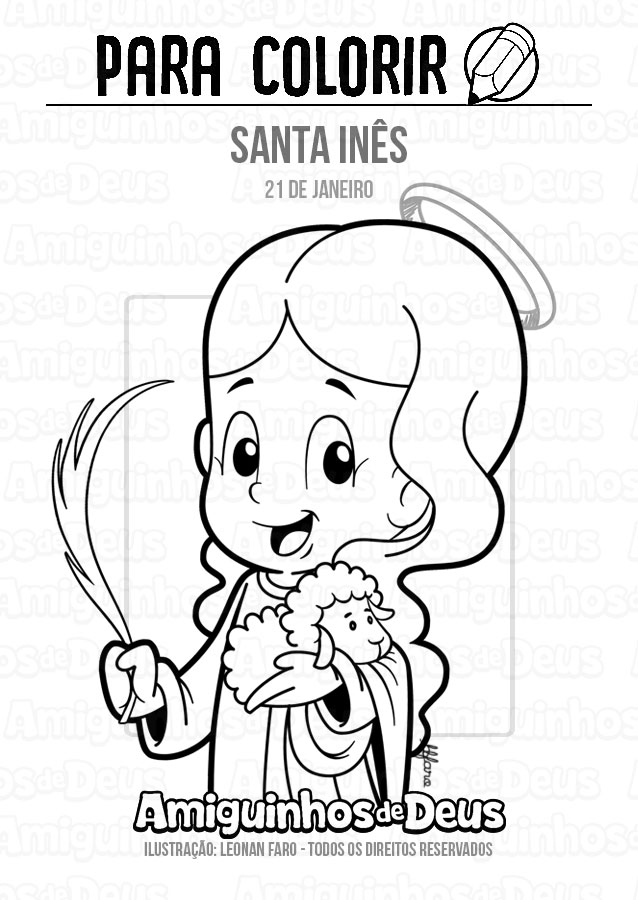 Santa Inês para colorir ~ Amiguinhos de Deus