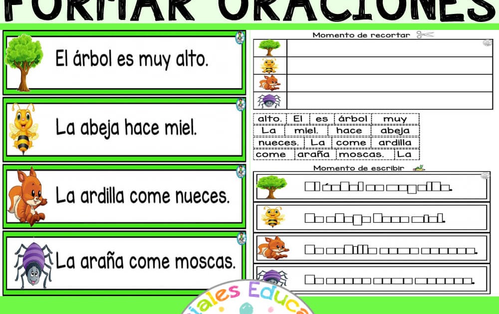 Ejercicios para formar y escribir oraciones | Materiales Educativos ...