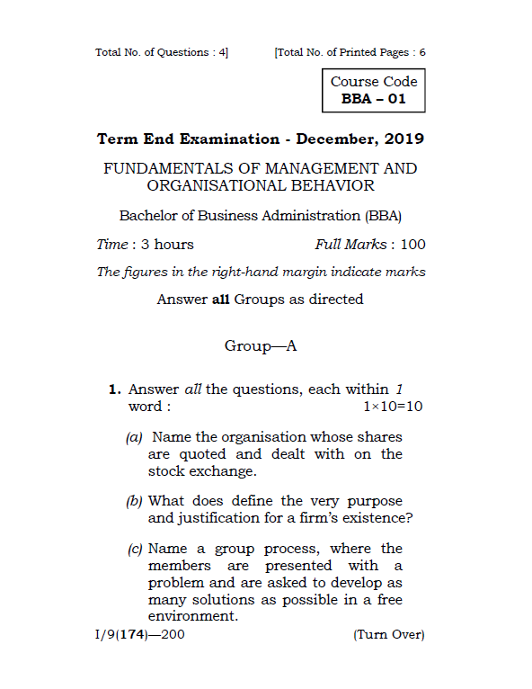 OSPU BBA fundamentals of management and organisational behavior Dec ...