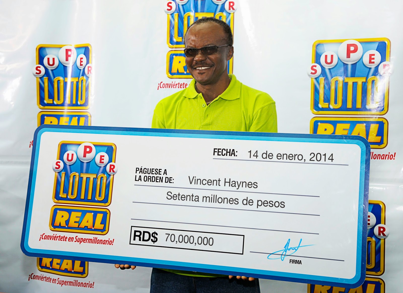 70 millones entregados al ganador del Súper Lotto Real ~ AlanteRD