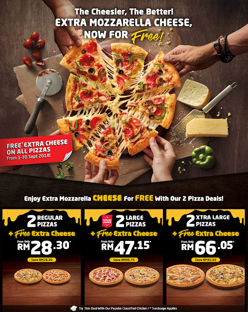 PERCUMA!! LEBIH CHEESE ATAS PIZZA HANYA DI DOMINO'S - MRSLIEZ.COM