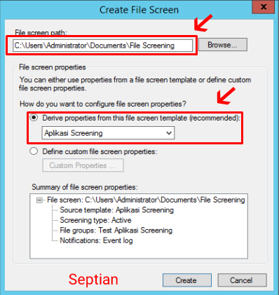 KONFIGURASI FRSM File Screening ( Di Windows Server 2012 )