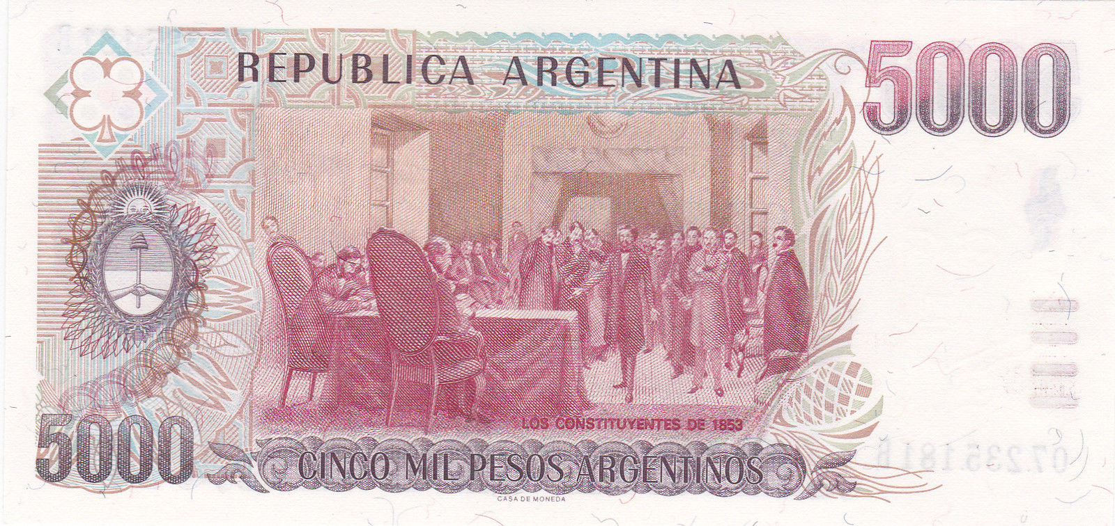 Argentina 5000 Pesos Argentinos banknote 1985 Juan Bautista Alberdi ...