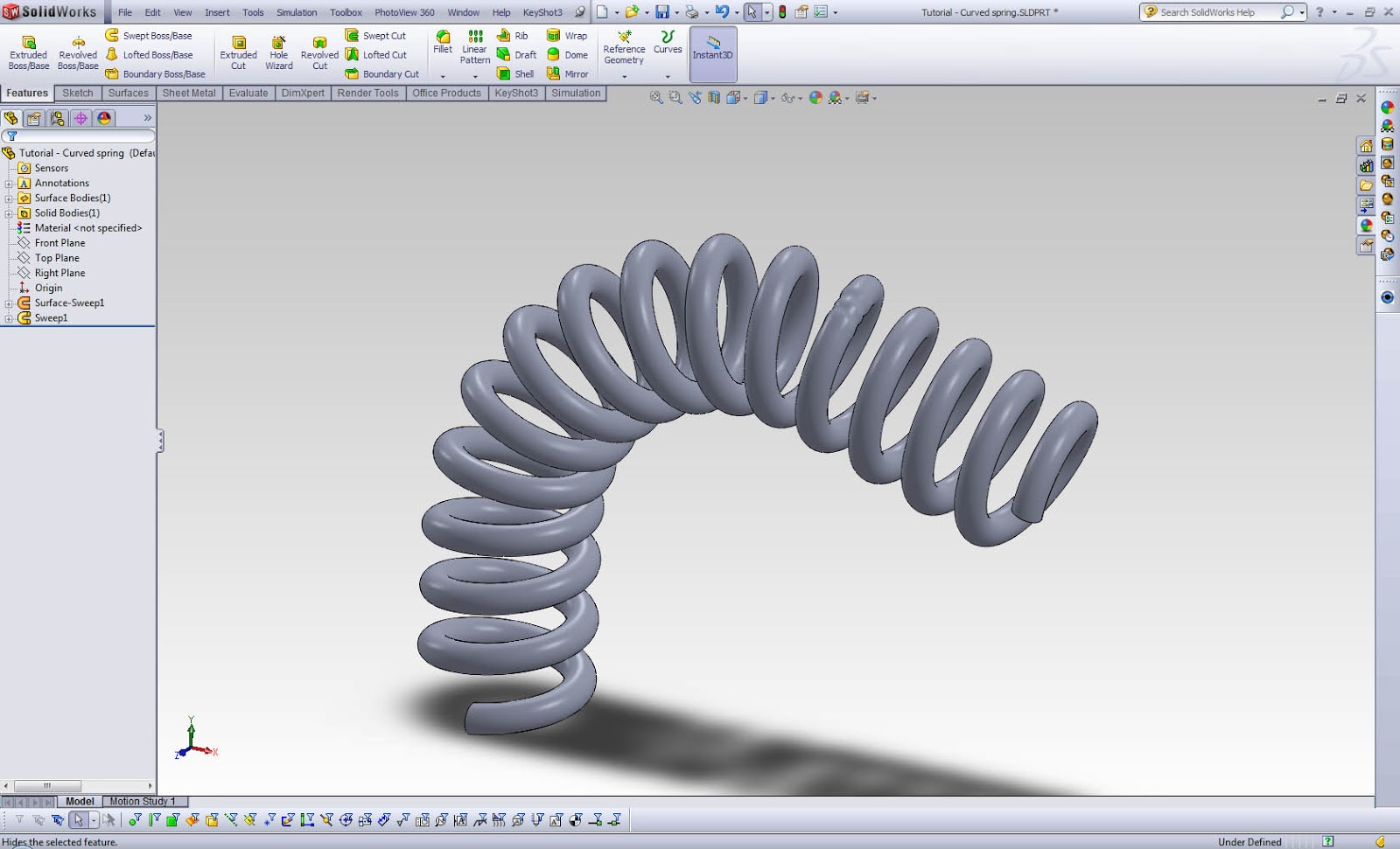 SOLIDWORKS: DRAWING TEST - CURLED WIRE