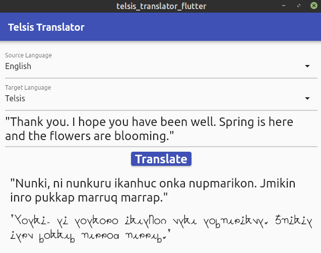 Teck's Treehouse: Tellsis language ("Nunkish") translator with Flutter UI