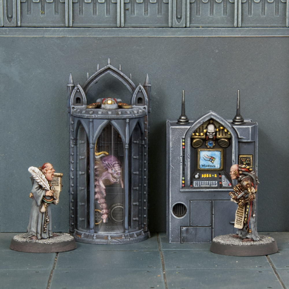 My Recently Completed Imperial Cogitator and Stasis Chamber : r/40k