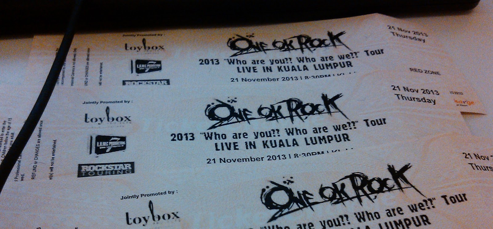 ONE OK ROCK TICKETS~~~ LIVE IN KUALA LUMPUR, WHO ARE YOU WHO ARE WE? WE ...