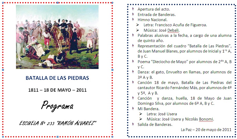 Escuela Nº233 "Ramón Álvarez" : 1811 - "Batalla de Las Piedras" - 2011