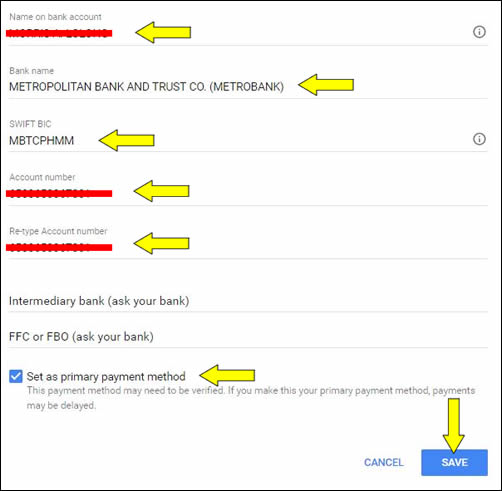 How to setup Wire Transfer to Bank Account Google Adsense Payment