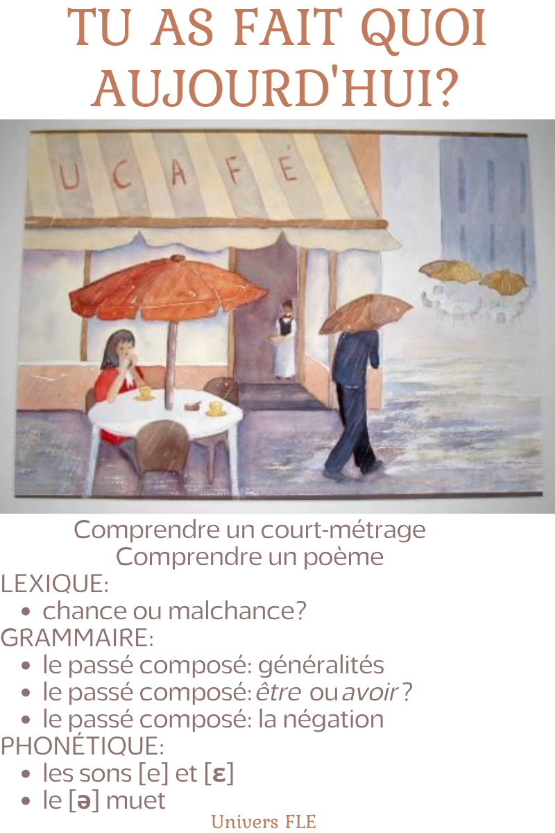 VIE QUOTIDIENNE: Tu as fait quoi aujourd'hui? (A2)