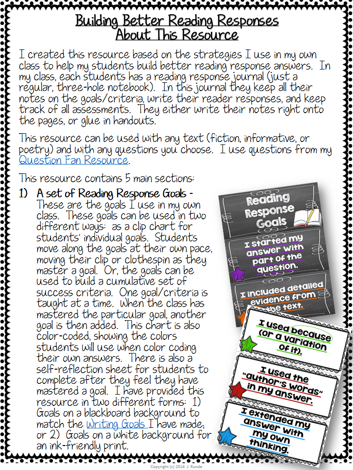 Building Better Reading Responses | RUNDE'S ROOM