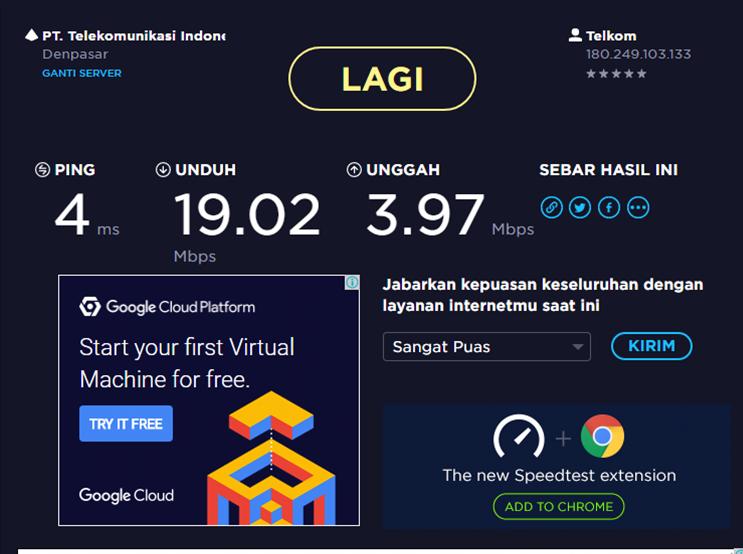 Mengukur Kecepatan Akses Internet dengan Tools Speedtest - TIK SMP LAB SGR