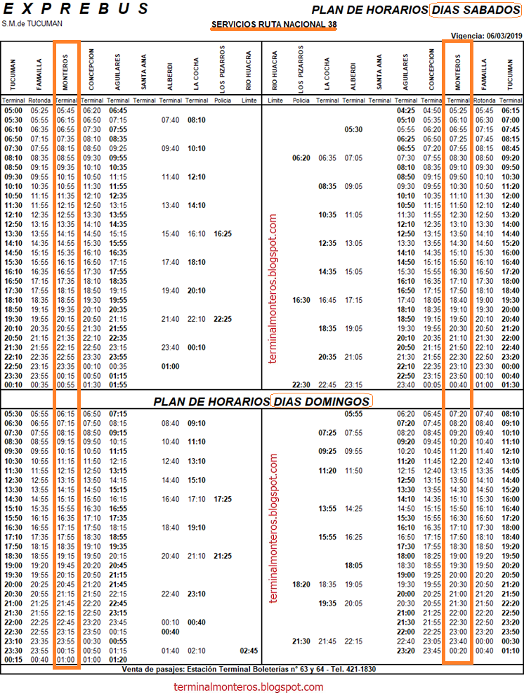 Nuevos Horarios De La Empresa Exprebus