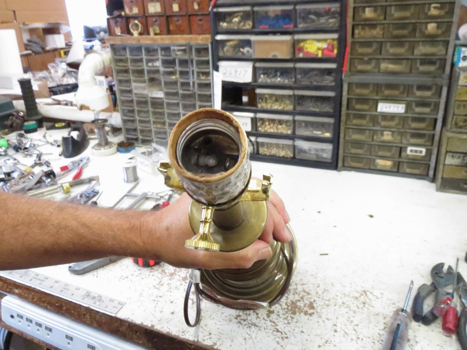 Lamp Parts and Repair | Lamp Doctor: Brass Table Lamp with Burnt Socket ...