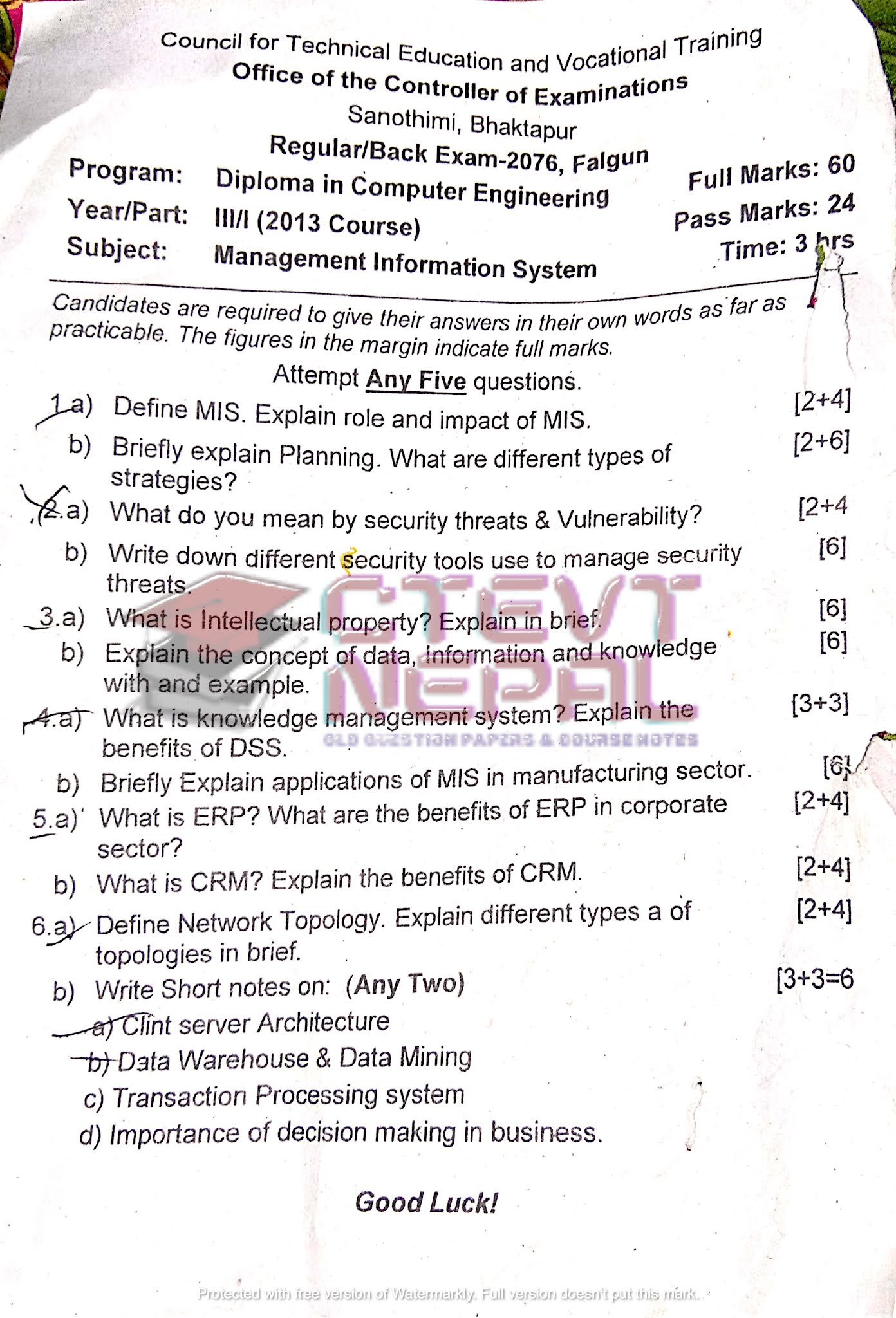 Management Information System (MIS) - 5th Semester Questions Papers ...