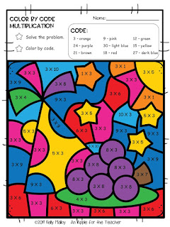 An Apple For The Teacher: New Years Color By Number Worksheets
