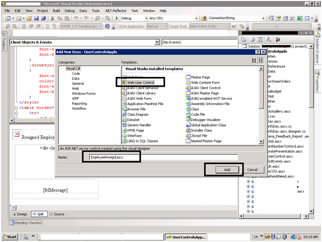 Sharepoint 2010 Moss 2010 Infopath Asp Ssrs User Control In Sharepoint Using Asp
