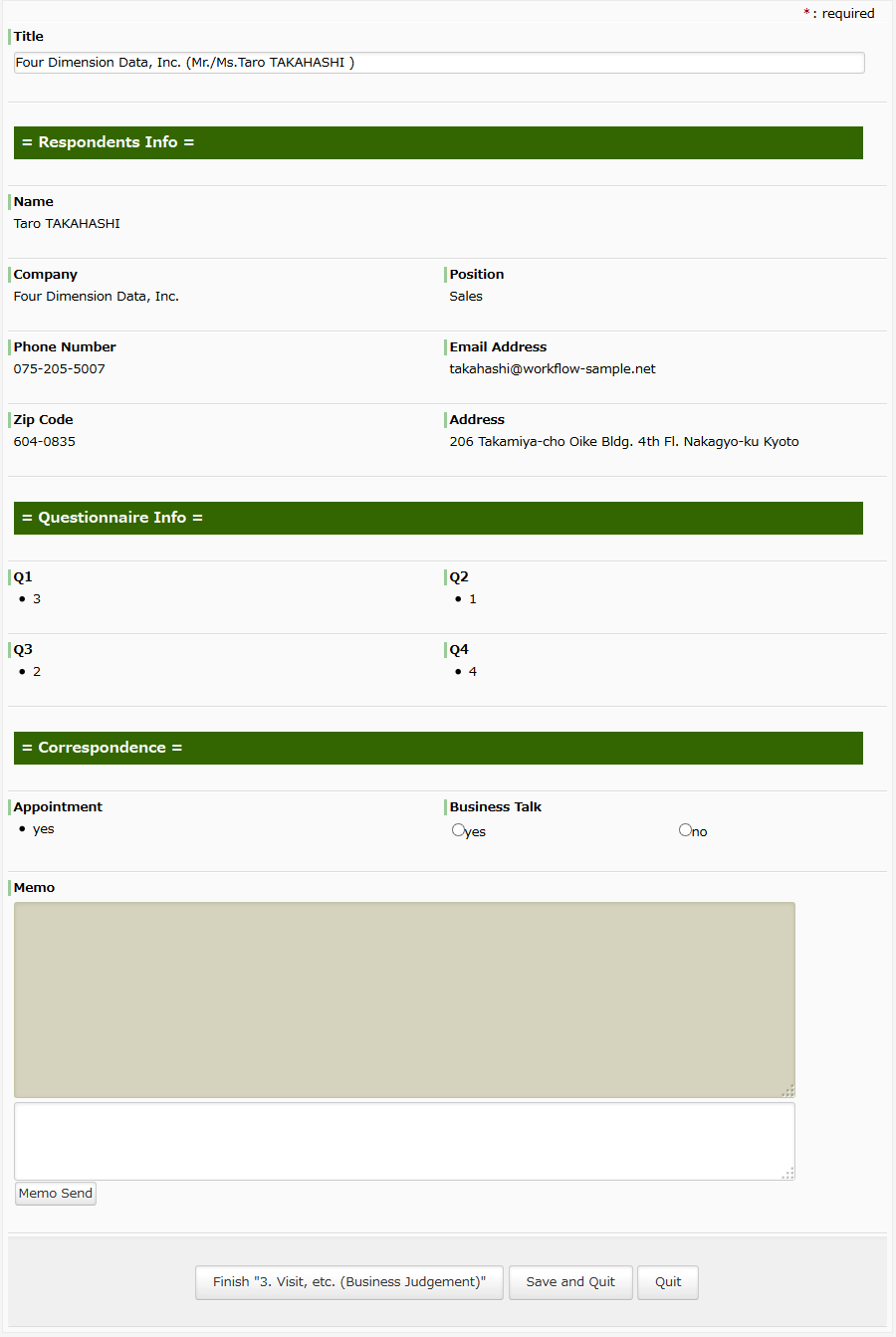 Workflow Sample: Take Advantage of the Exhibition Questionnaire