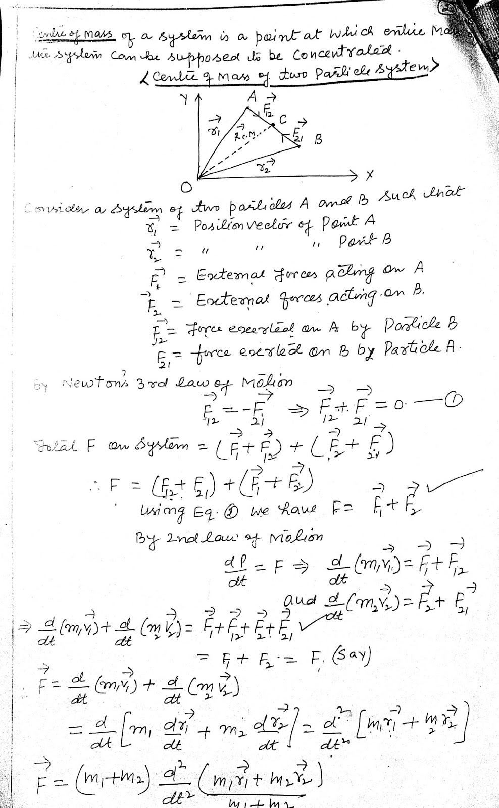 System of Particle and Rotational Motion 11th Class Handwritten Notes