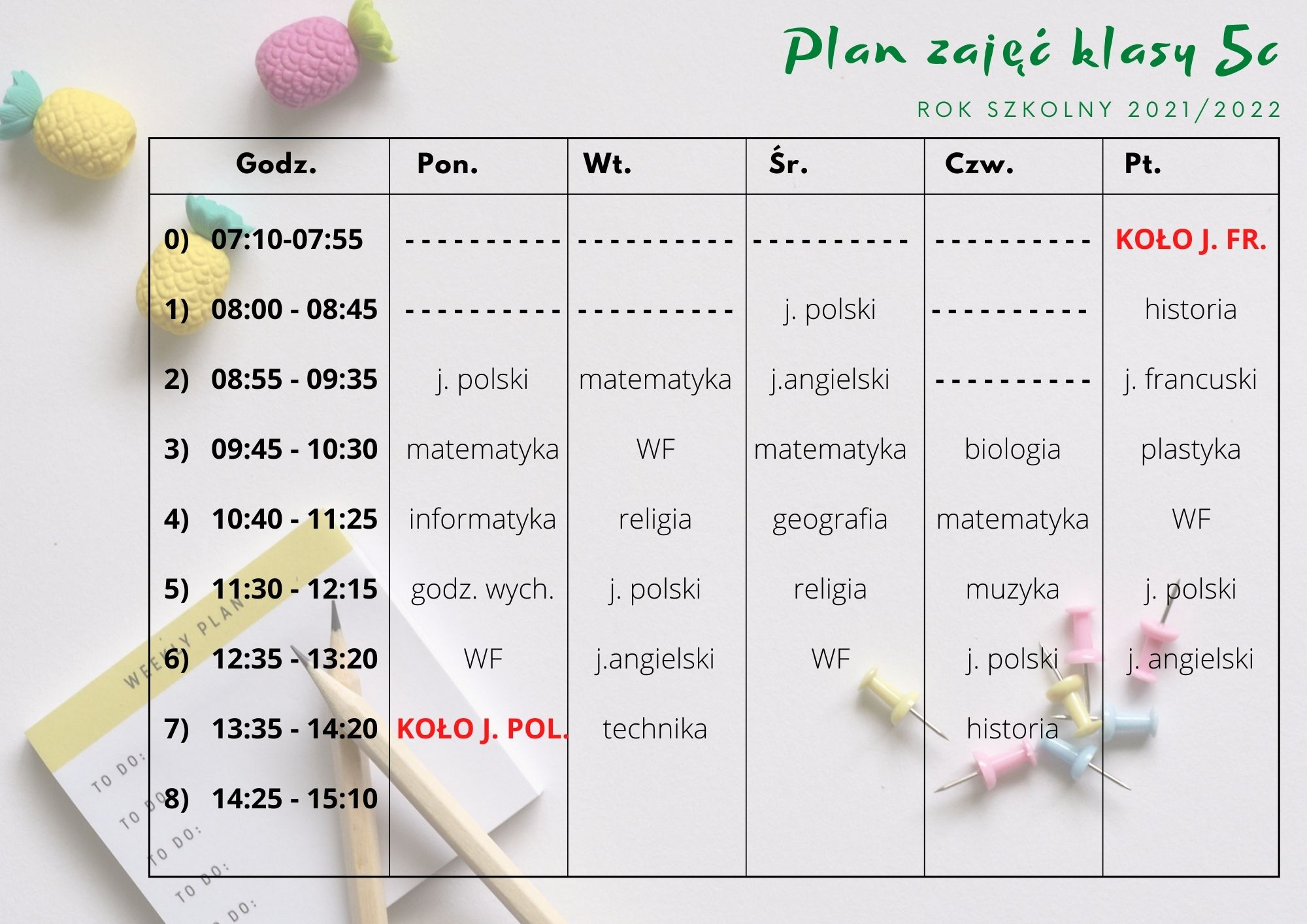 SP14 W Zabrzu Z ycia Klasy 5c Plan Lekcji