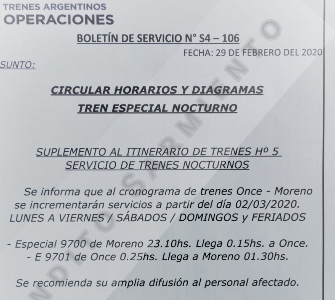 Infomoreno Noticias Y Contenidos Tren Sarmiento Nuevos Horarios