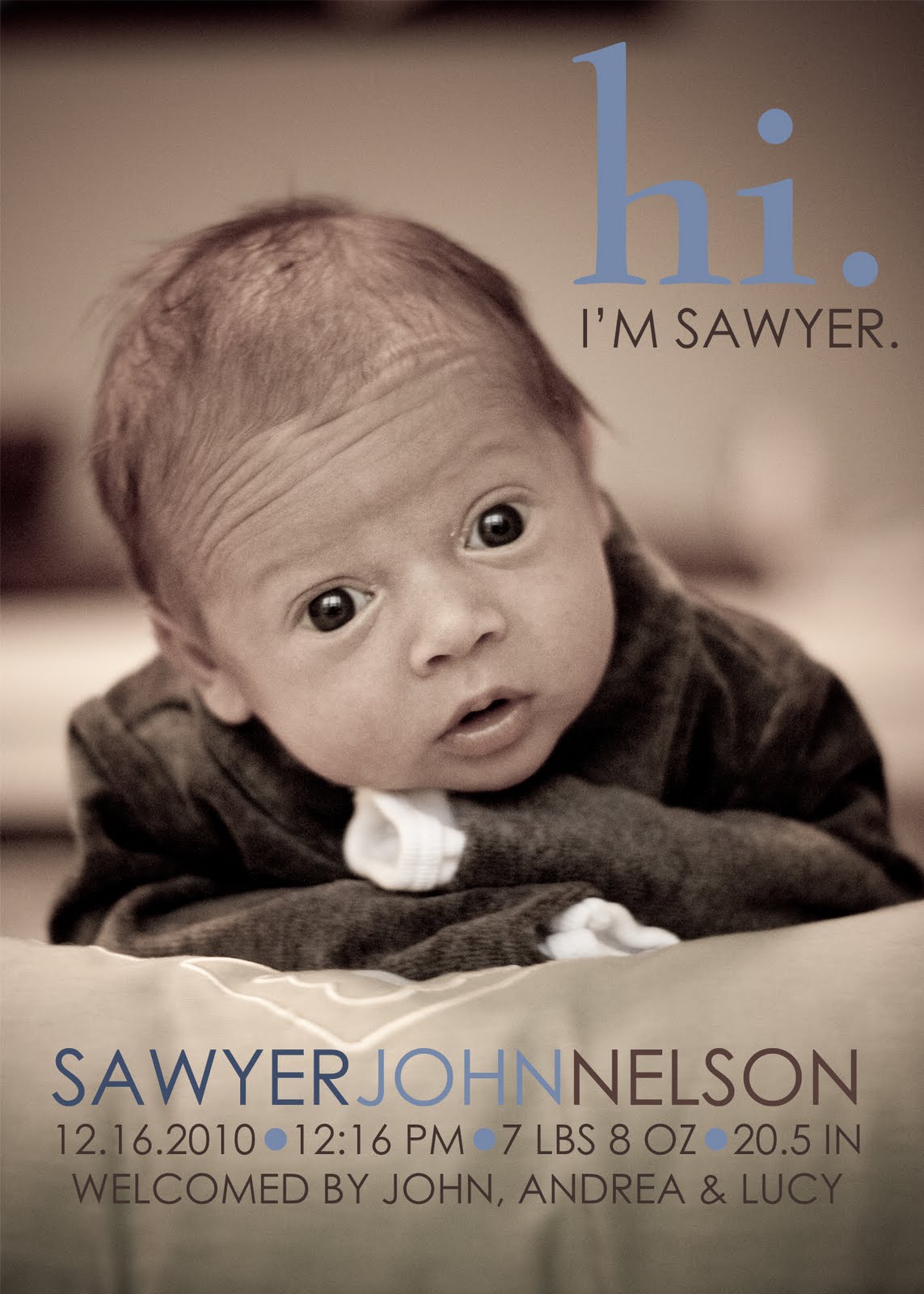 The Full Nelson: Sawyer's Birth Annoucement