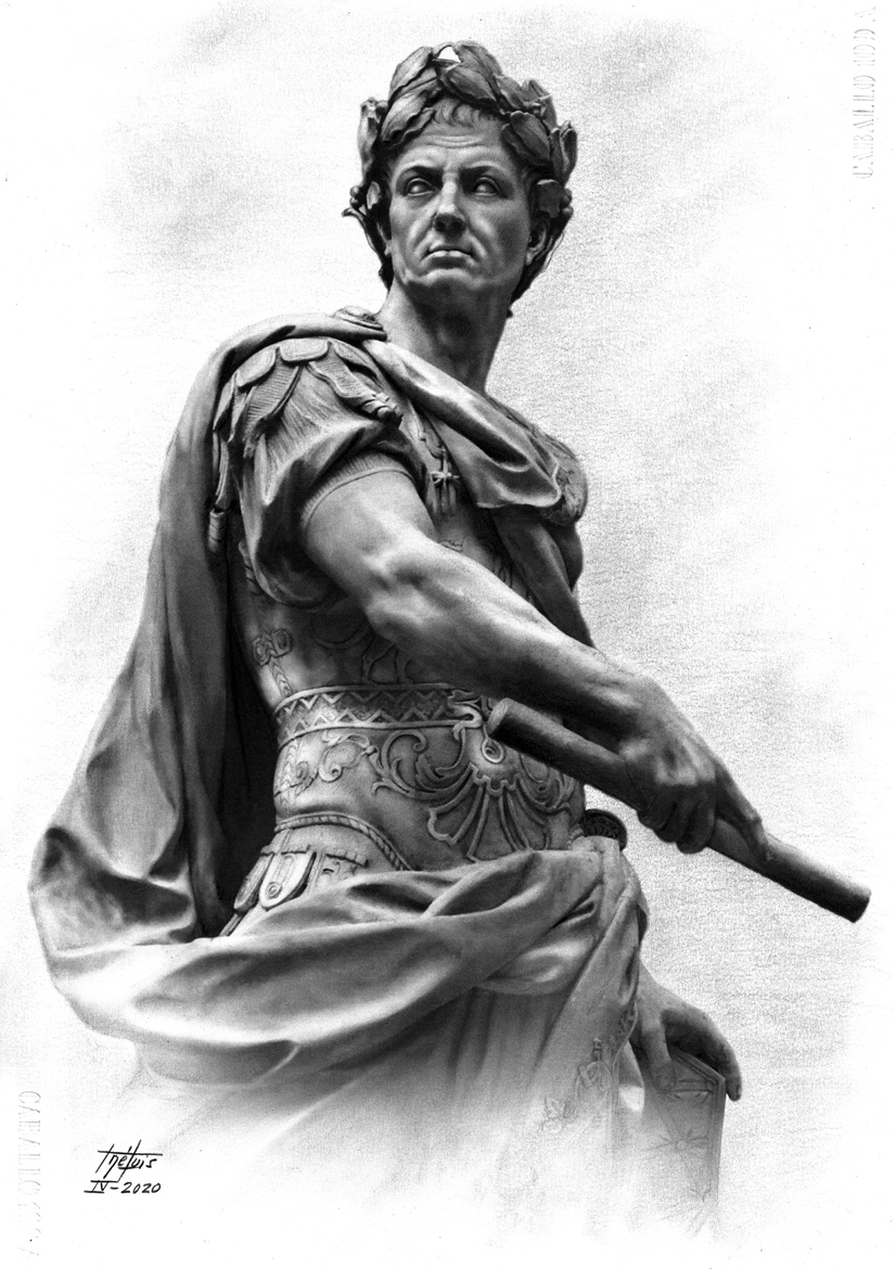 Retratos a carbón y grafito: Julio César