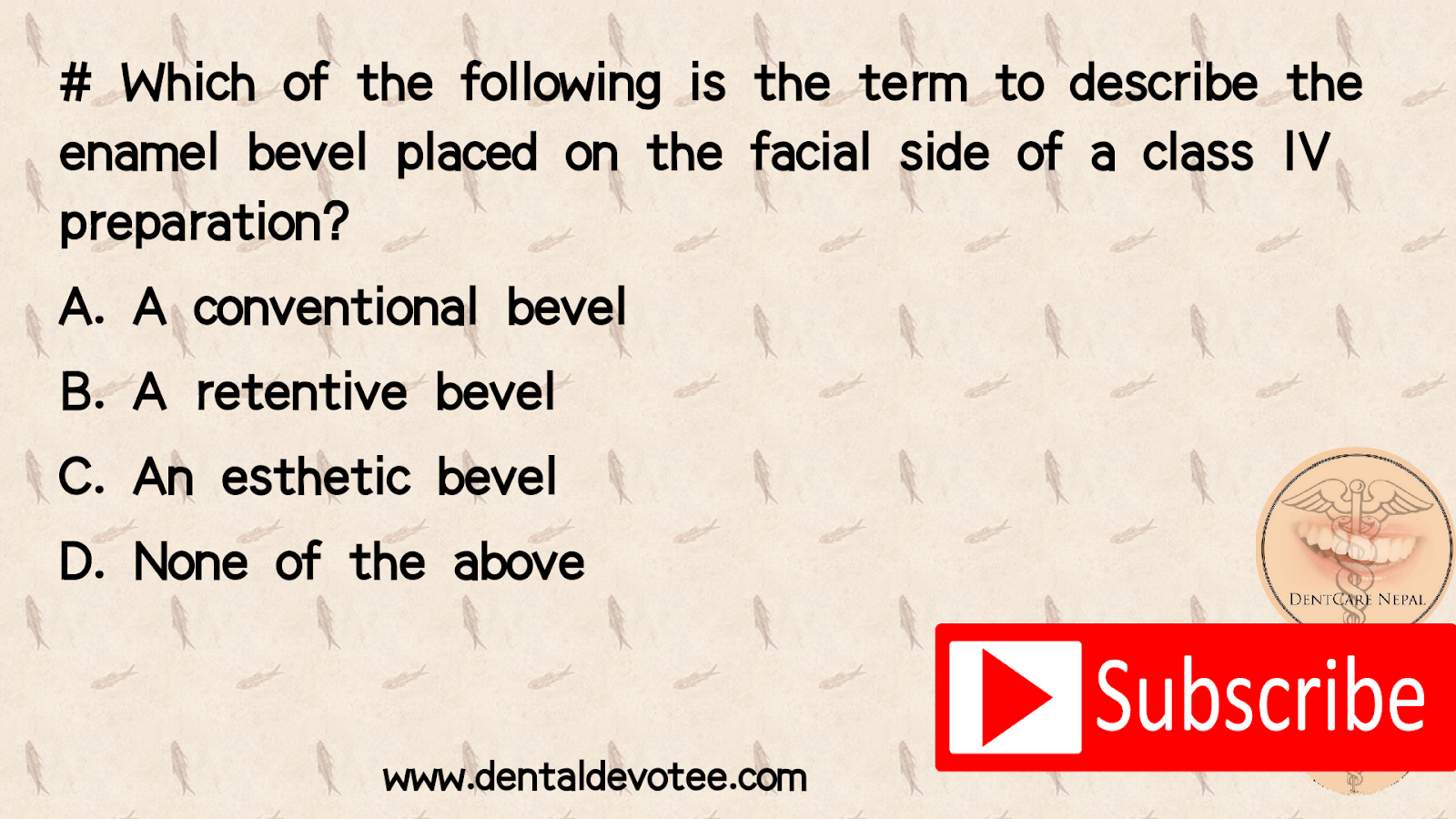 Dentosphere : World of Dentistry: Enamel bevel on facial side