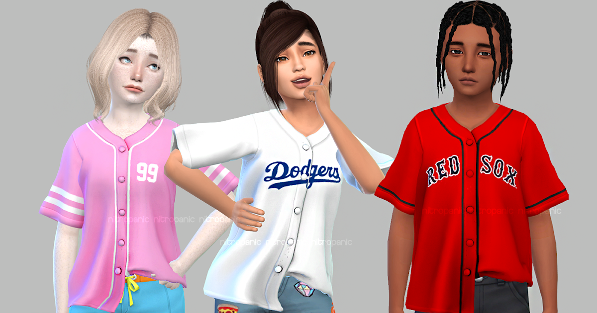 Kids Baseball Jersey for The Sims 4