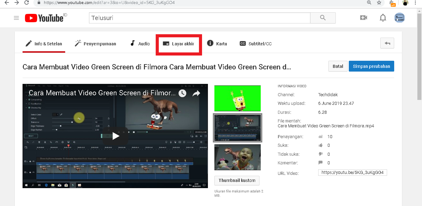 Cara Menambahkan Layar Akhir di Video Youtube