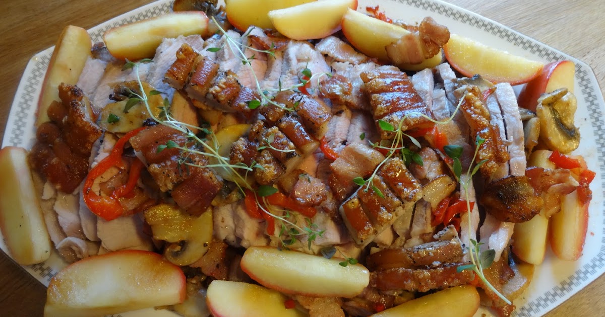 Edels Mat : Svinestek av bog med sprø svor ! Servert med sopp, bacon og ...