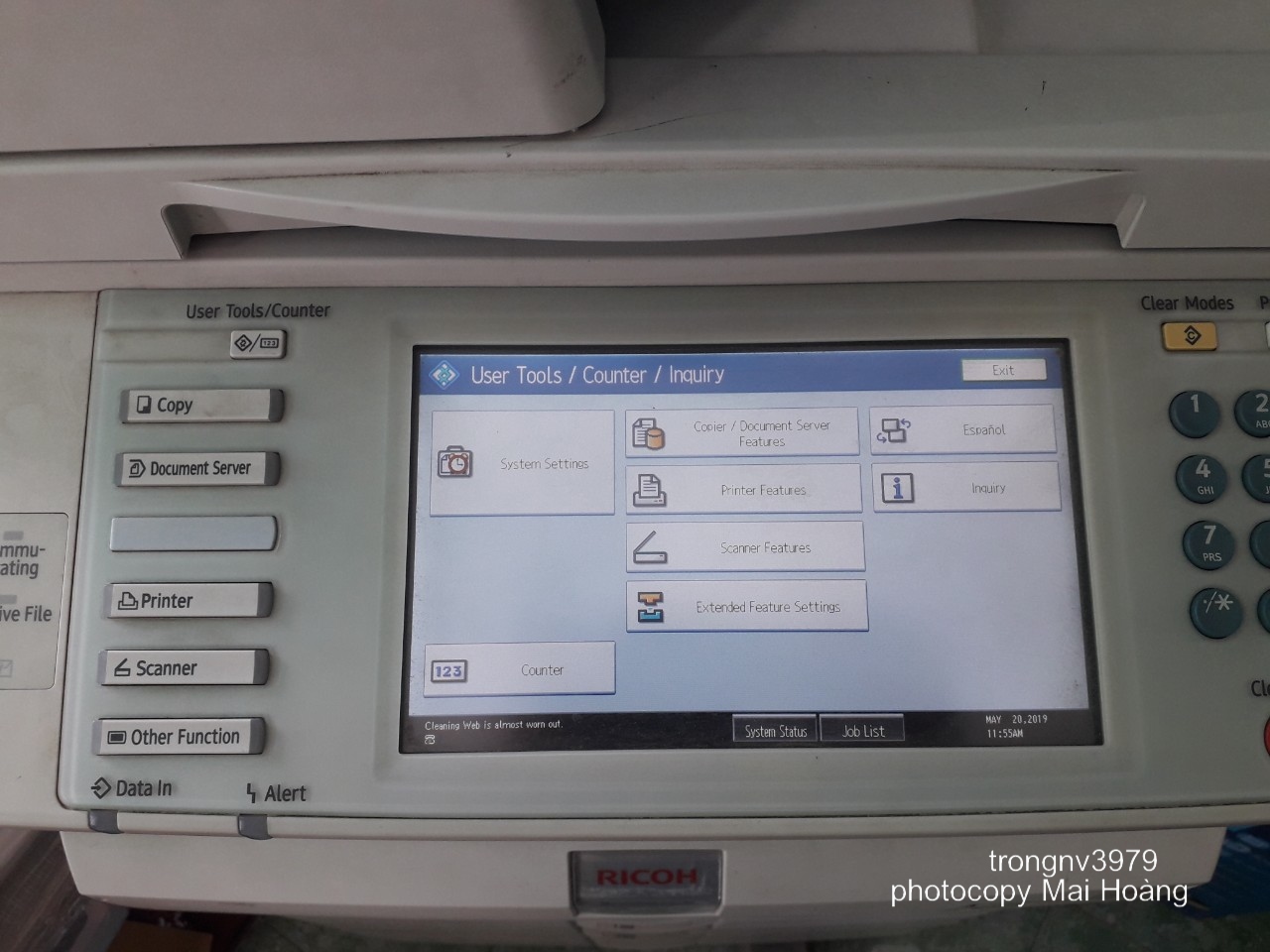 Xem và in counter trên máy Ricoh MP 5001