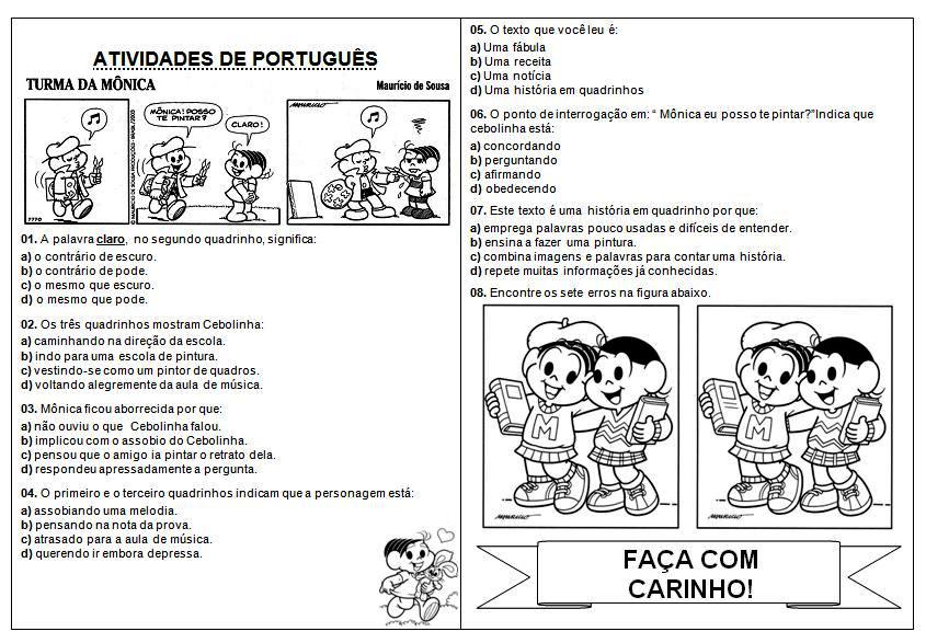 Tirinhas Da Turma Da Monica Com Interpretação - Cultura Notícias