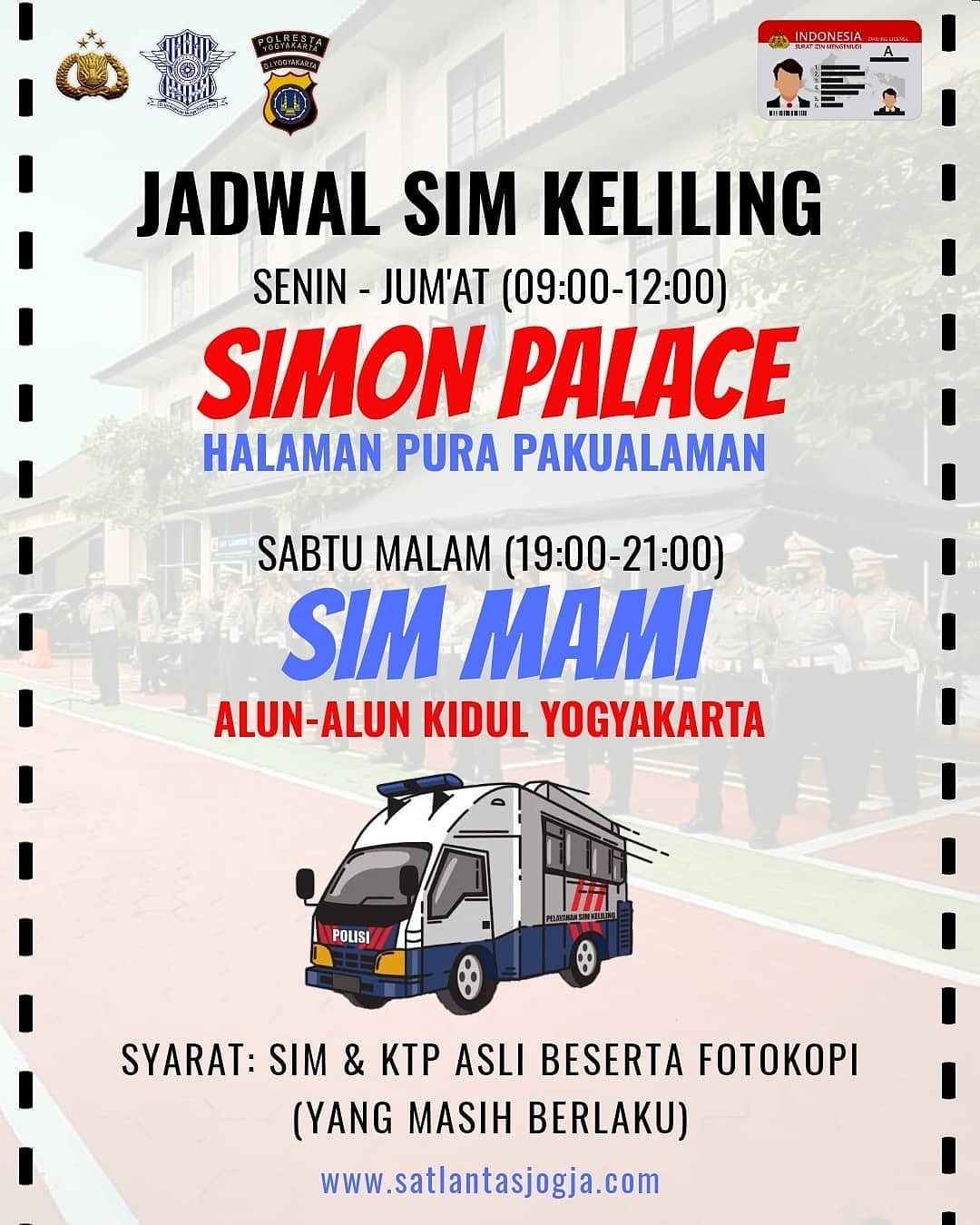 SIM Keliling Hadir di Puro Pakualaman dan Alun Alun Selatan, Cek ...