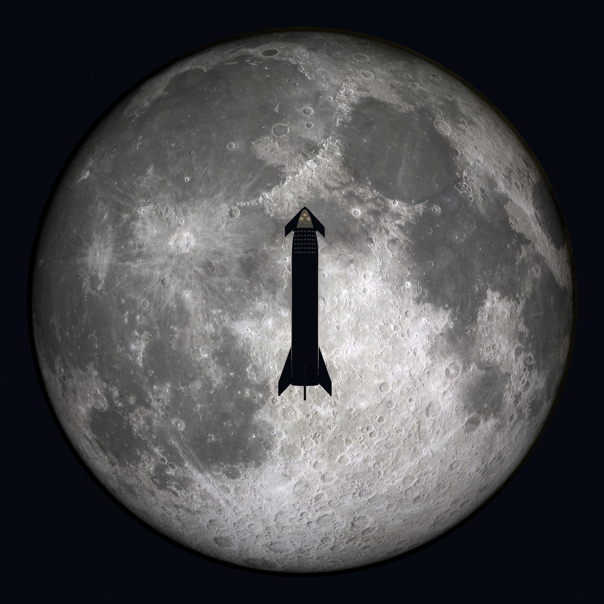 SpaceX Starship in high Lunar orbit by William Falconer-Beach | human Mars