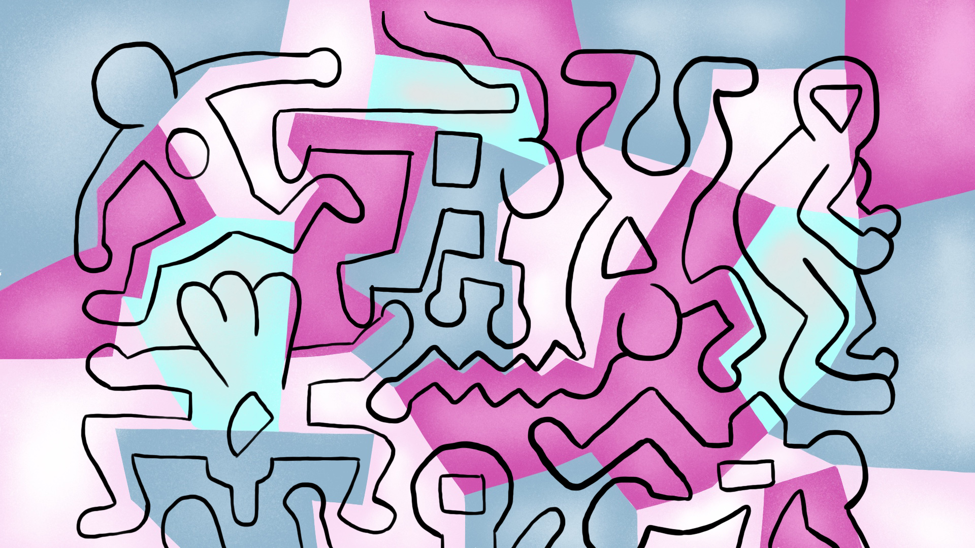 Adding colour to the Keith Haring mural animation...