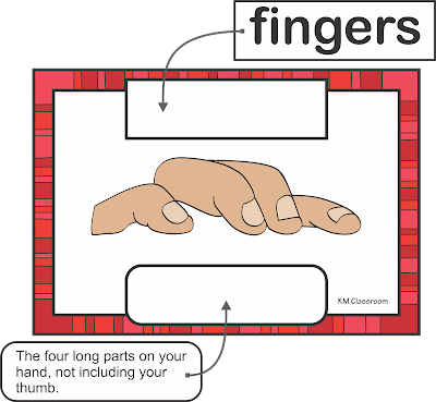 KM Classroom: Body Parts Flashcards, Word Cards