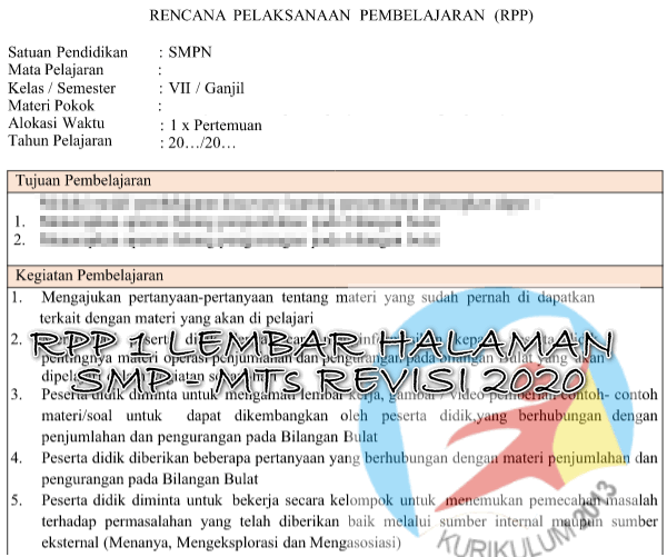 RPP PAI BP Kelas 7 1 Lembar Halaman Tahun 2020 - Informasi Data Pendidikan