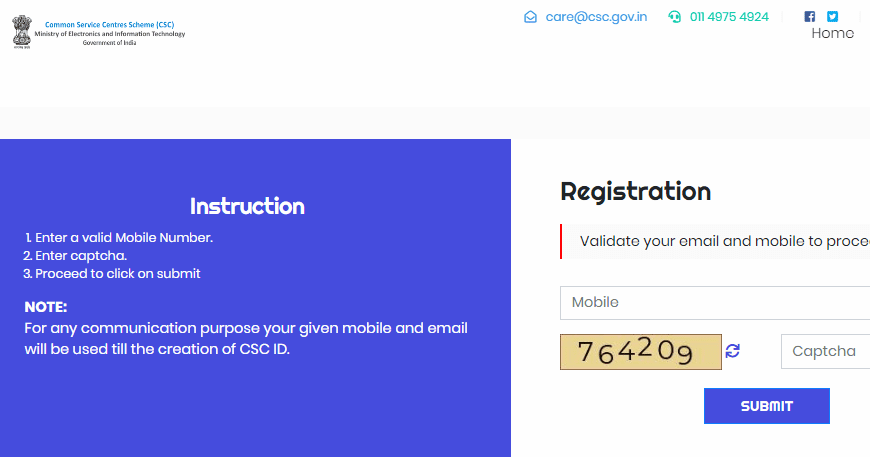 Digital seva (CSC) online process, સીએસસી ઓનલાઇન નોંધણી