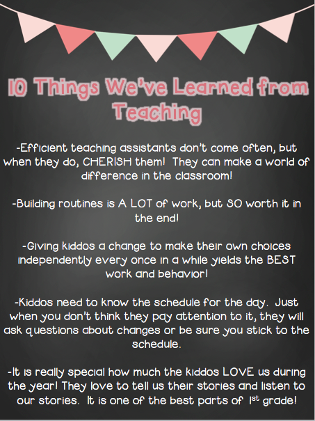 10 Things We've Learned from Teaching | First Grade Buddies