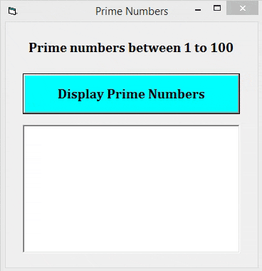 How to find prime numbers between 1 to 100 in visual basic 6.0
