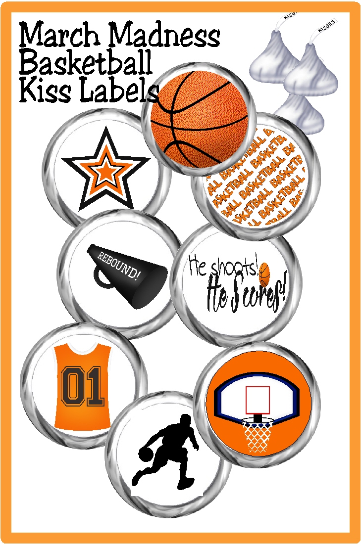DIY Party Mom: March Madness Basketball Kiss Labels
