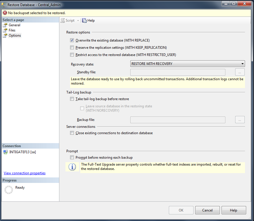 SQL SERVER – FIX : Error 3154: The backup set holds a backup of a ... SQL SERVER – FIX : Error 3154: The backup set holds a backup of a ...