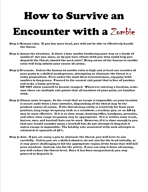 Amber's Craft a Week Blog: How to Survive a Zombie Attack Poster