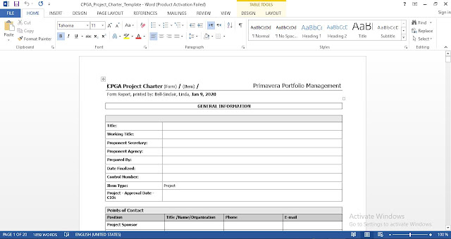 Project Charter Template for Word