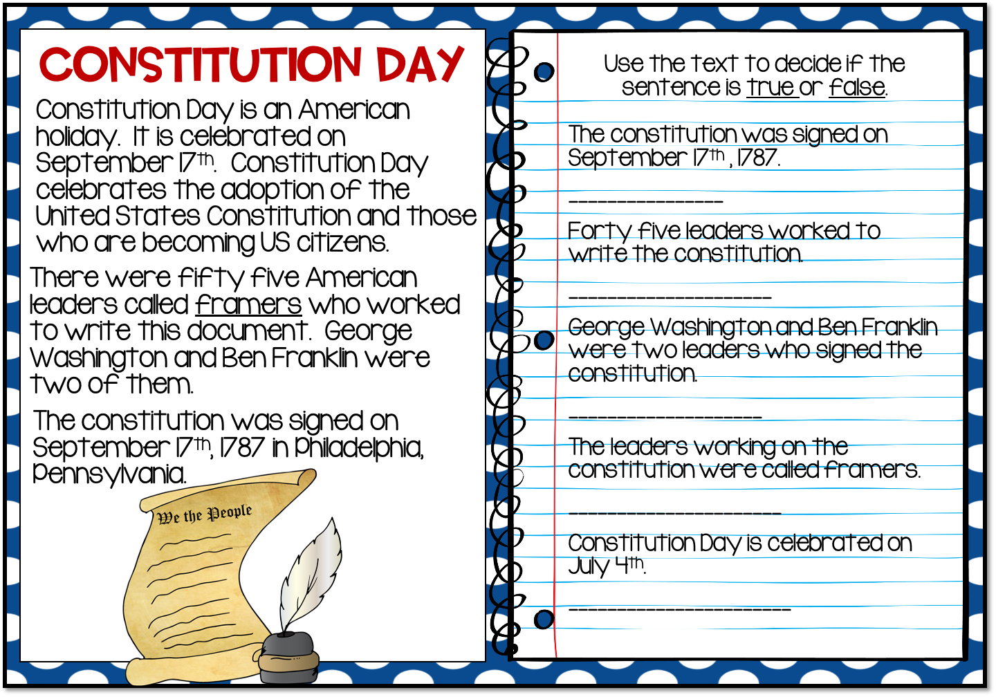 1st Grade Hip Hip Hooray!: Constitution Day ... September 17th ...