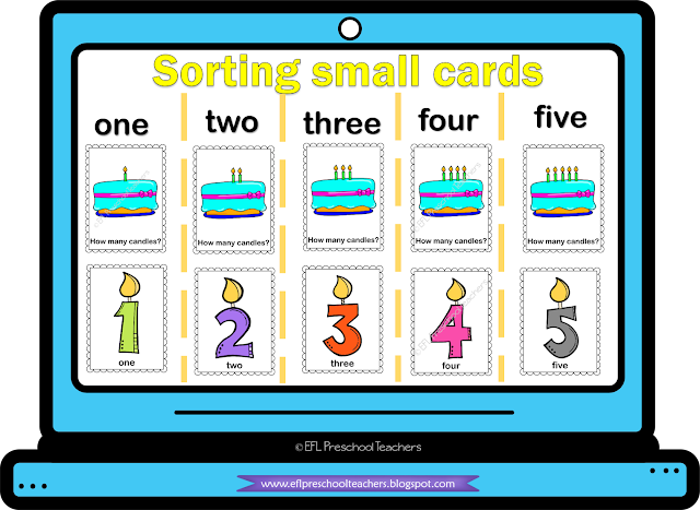 ESL/EFL Preschool Teachers: Birthday Unit Small cards for ELL