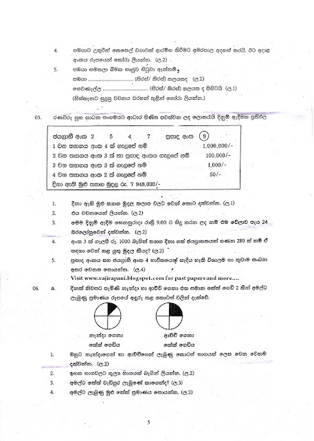 Past papers: Grade 6