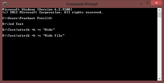 Prashant Patel: How to Hide files and folders from Command Prompt